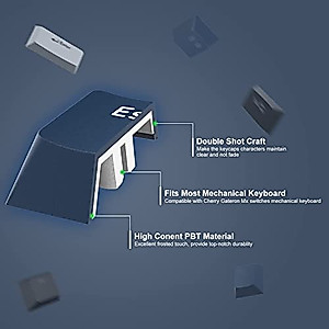 dagaladoo 131 Keys Double Shot Keycaps, Cherry Profile PBT Keycaps Full Set, XVX Custom Keyboard Keycaps for 60% 65% 75% 100% Cherry Gateron MX Switches Mechanical Keyboard, Dark Blue/Black/White