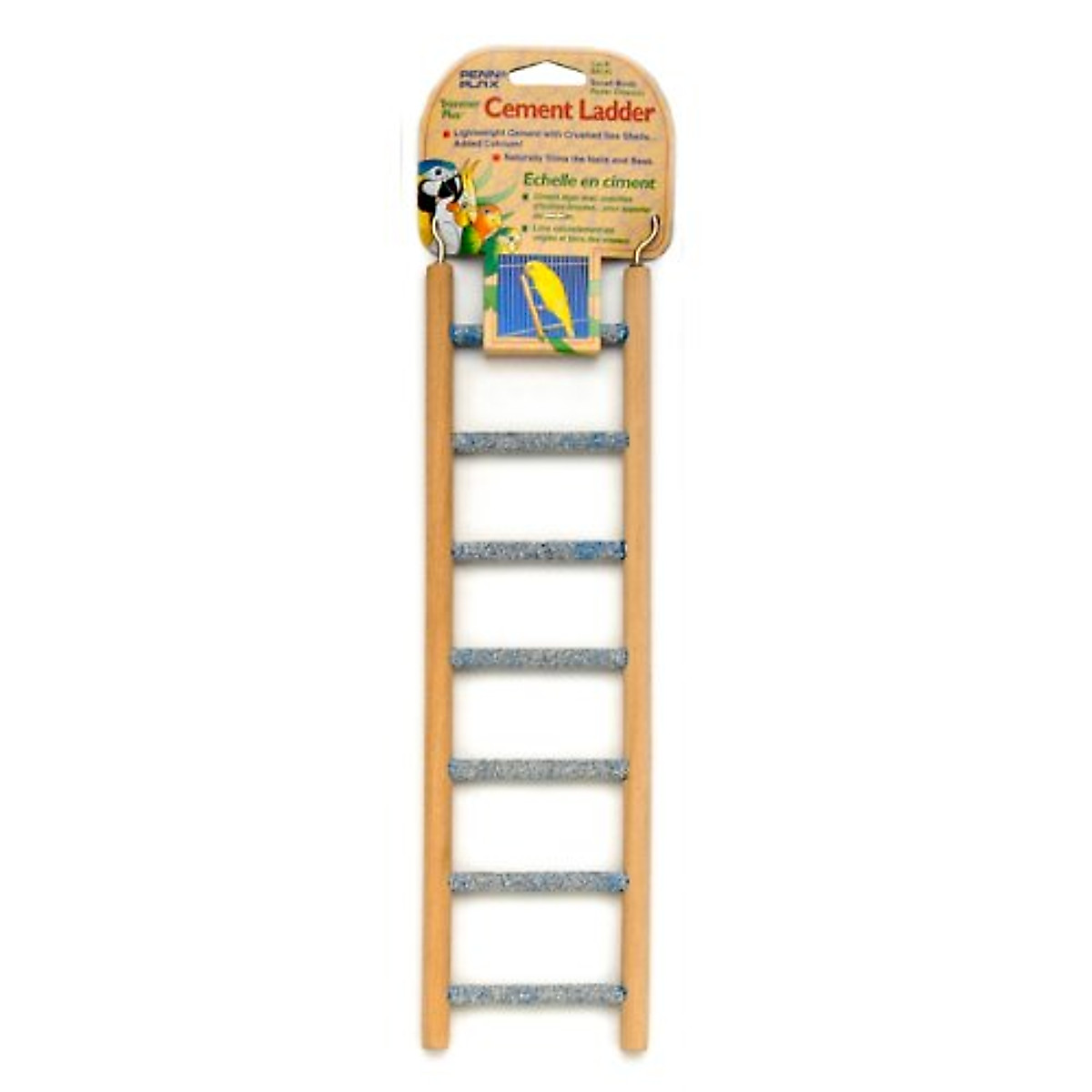 Penn-Plax Small Step Wood and Cement Bird Ladder, 7-Inch, Multicolor (BA242)