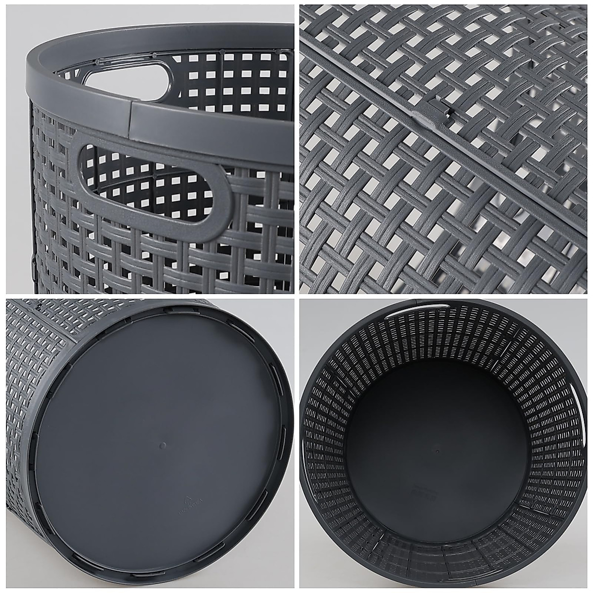 Parlynies Plastic Laundry Basket, Portable Clothes Hamper for Toys, Dirty Clothes, Grey, F