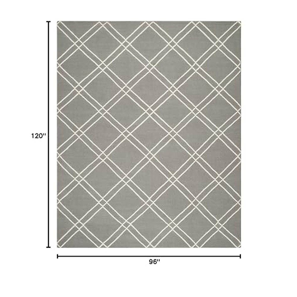 SAFAVIEH Dhurries Collection 8' x 10' Grey/Ivory DHU638B Handmade Flatweave Premium Wool Area Rug