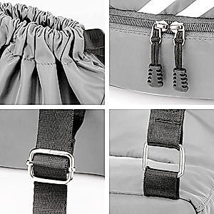 neyrat Water Resistant Drawstring Backpack Swim Gym Sport Draw String Back Bag with Shoes Compartment for Men Women Children (Grey)