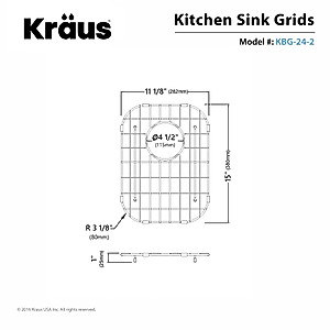 KRAUS Stainless Steel Bottom Grid for KBU24 Right (Small) Bowl 32” Kitchen Sink, 11 1/8” x 15” x 1”, KBG-24-2