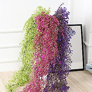 FOMAISELF 2 Pcs Artificial Hanging Plants Indoors - Fake Hanging Plant Outdoors, Artificial Plants for Wedding Party Home Garden Wall Decoration（Green）