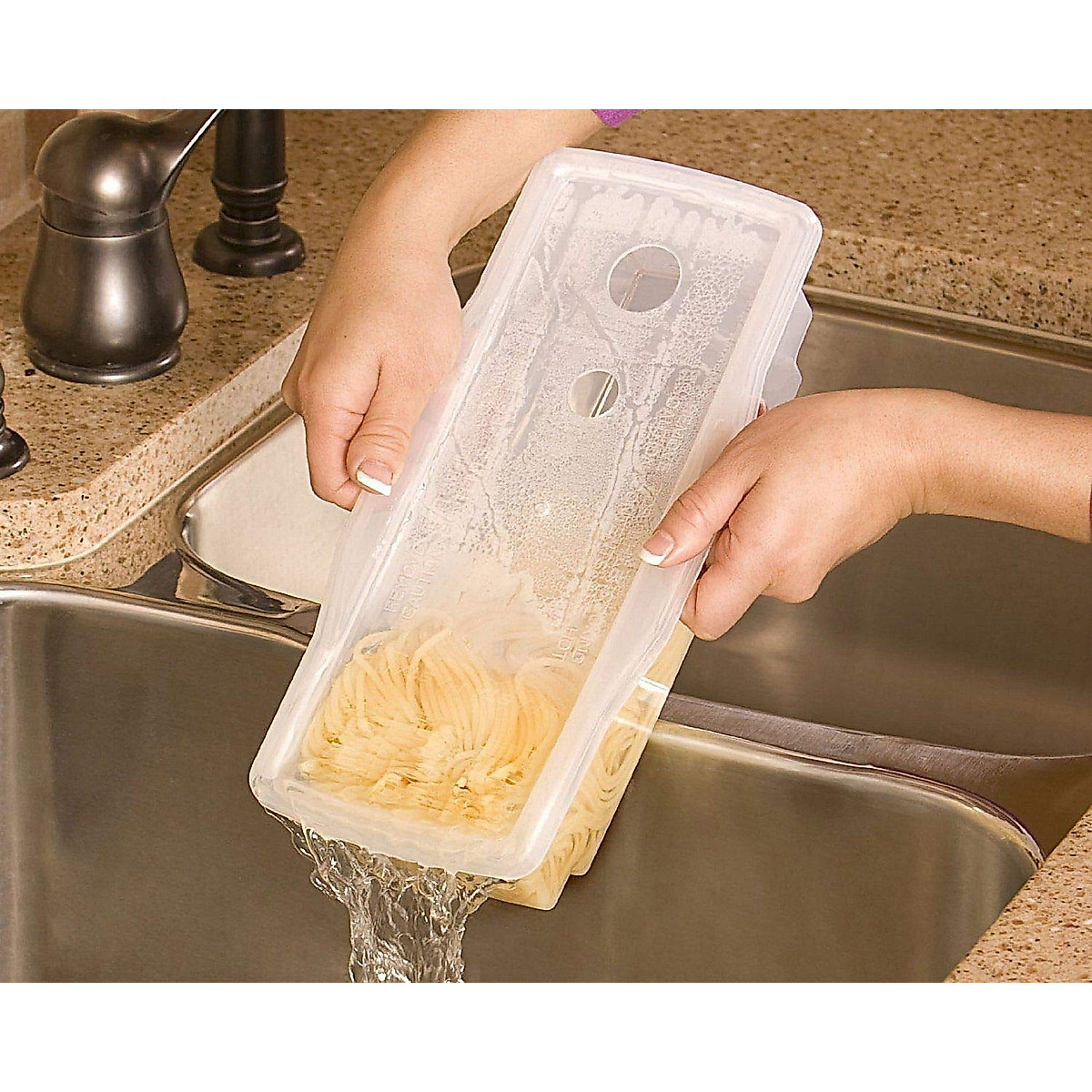 Microwave Pasta Cooker- Original Fasta Pasta w Spiral Cookbook- Microwave Spaghetti Cooker Quickly Cooks Up to 4 Servings- No Mess, Sticking or Waiting For Boil- Perfect Al Dente Pasta