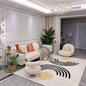 LUGSHIREE Ottoman Pouf Boucle Chair,Small Upholstered Tufted Foot Stool Sheep Ottoman for Living Room Bedroom Home Decor(White)…