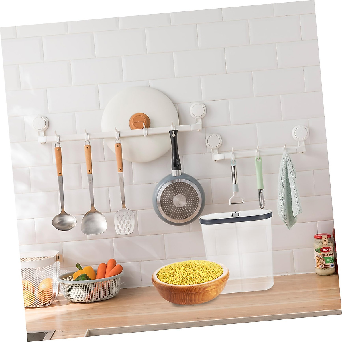 CAXUSD Airtight Rice Dispenser Storage Container Sealed Grain Storage Box for Rice and Cereal Dry Food Box with Compartment Kitchen Pantry Organization