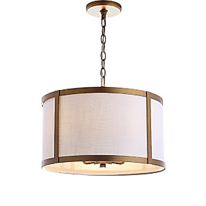 JONATHAN Y JYL3510B Thatcher 17" Metal LED Pendant Contemporary,Transitional Dimmable,2700K Cozy Warm Light, for Dining Room, Foyer, Bedroom, Modern, 4 Lights + Bulbs, Gold