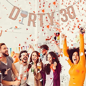 Dirty 30 Birthday Decorations for Her - Rose Gold Glitter Dirty 30 Banner - 30th Birthday Decorations for Her - 30 Birthday Decorations for Women - Happy 30th Birthday Party Supplies (Pre-strung)