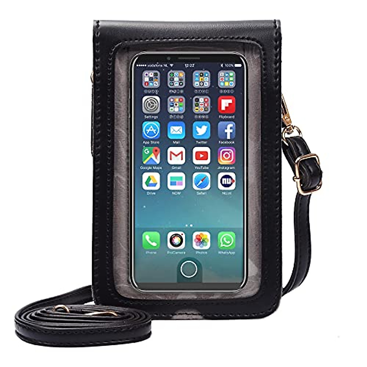 ALUWU Touchscreen Cell Phone Purse Small Crossbody Wallet Bag rfid Mini Pouch Black