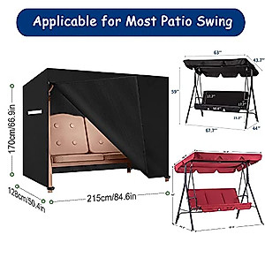 Outdoor Swing Cover 3 Triple Seater Waterproof Hammock Cover Garden Swing Cover for Outdoor Furniture Glider Chair Cover Patio Swing Covers UV Resistant Swing Canopy Cover All Weather Protection