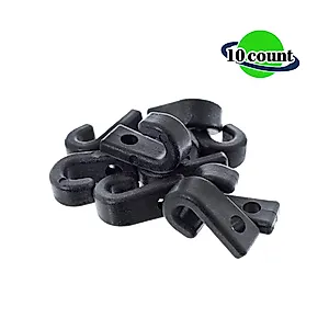 Lashing Hook for Kayak, Canoe, Boat, Paddle Board - Black Nylon - 10 Pack