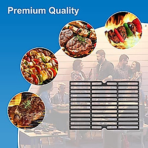 Uniflasy Grill Replacement Parts Kit for Dyna-Glo DGF350CSP DGF350CSP-D 2-Burner Open Cart Propane Gas Grill Stainless Steel Heat Plate Shield and Grill Burner and Cast Iron Cooking Grid Grates