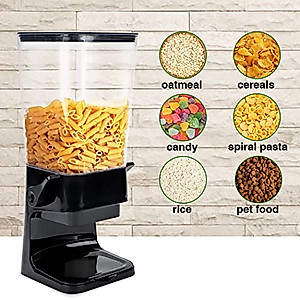 Tokokimo Cereal Dispenser, Cereal Dispenser Countertop, Cereal Containers Storage, Food Dispenser for Grains, Nuts, Candies, Oatmeal, Snacks, Cat Food, Dog Food, Black, 2pc