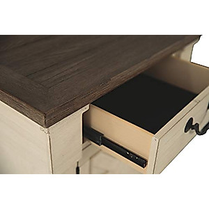 Signature Design by Ashley Bolanburg Farmhouse 1 Drawer Nightstand with Outlets & USB Charging Ports, Antique White