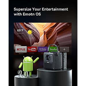 Outdoor Projector, Emotn H1 Portable Projector with Rechargeable Battery, Native 1080P HD Mini Projector with WiFi and Bluetooth, 250 ANSI Lumen 240" Display Movie Projector for Home Theater