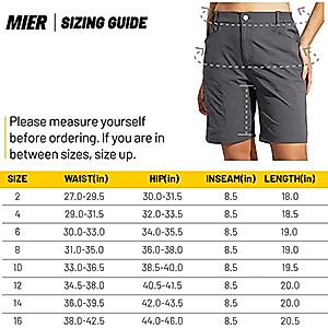 MIER Women's Quick Dry Stretchy Hiking Shorts Lightweight Travel Shorts with 5 Pockets, Water Resistant, Graphite Grey, 10