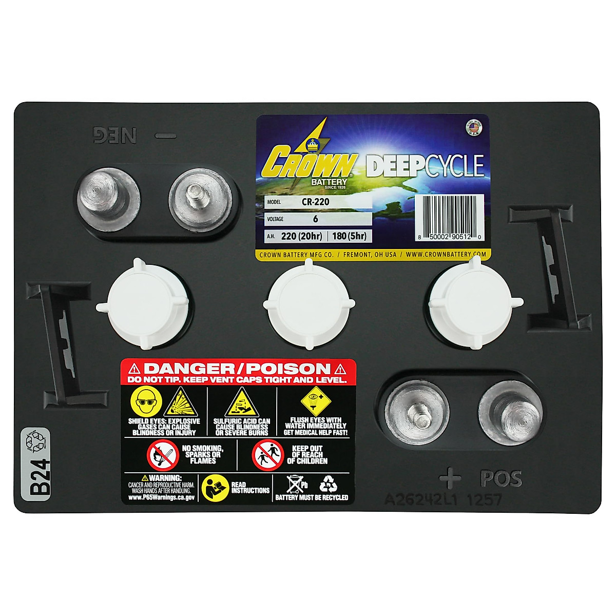 PowerStar Crown CR-220 Group GC2 6V 220 AH Battery X6