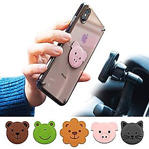 Ringke Magnetic Character Metal Plate Kit - Animal Edition (5 Pack, 1 Each) with 3M Adhesive Pad Compatible with Magnet Phone Car Mount Holder for Smartphone, iPad, Tablet, and Other Devices