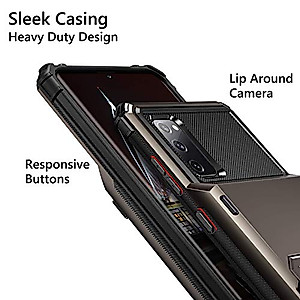 Vofolen for Galaxy S20 FE 5G Case Wallet Credit Card Holder 4-Card Slot Hidden Back Pocket Dual Layer Hybrid Rugged Rubber Bumper Protective Hard Shell Cover for Samsung Galaxy S20 FE 5G Gun