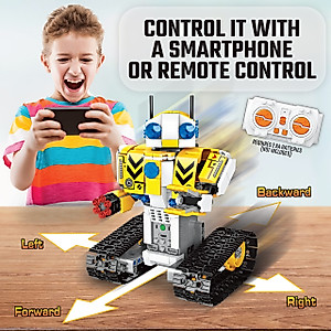Remote Control Robot Building Kits with Remote & App - 385-Pcs Brick Blocks | Kids Learning Educational Science STEM Toys Building Toys for Girls and Boys Ages 6, 7, 8, 9, 10, 11, 12+ Years Old