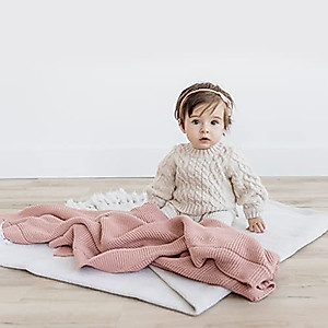 Natemia Knitted Baby Receiving Blanket, Ultra Soft Organic Cotton 30”x 40” Stroller and Nap Time Toddler Blanket