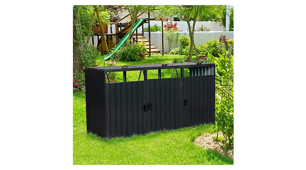 Jintop 94.48" Metal Garbage Bin Shed - Stylish & Durable