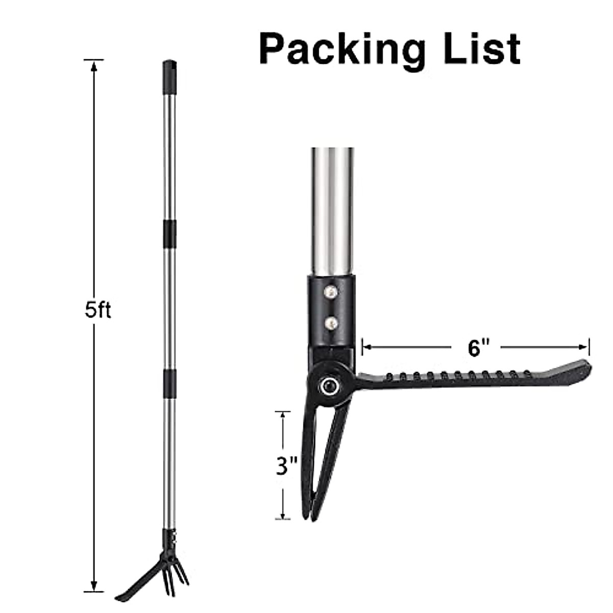 Weed Puller Tool, Stand Up Weeder Puller Heavy Duty with 4-Claw Steel Head, Gardening Hand Weed Remover Tools for Yard Lawn Care, 5ft