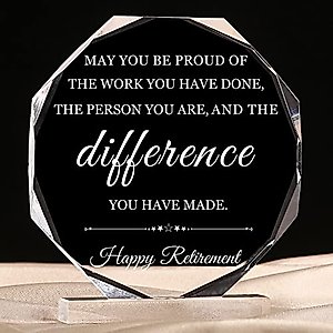 Acrylic Retirement Gift Acrylic Plaque Happy Retirement Table Centerpiece Inspirational Gift May You Be Proud of The Work Paperweight Keepsake for Women Retired Teacher Coworker (Elegant Style)
