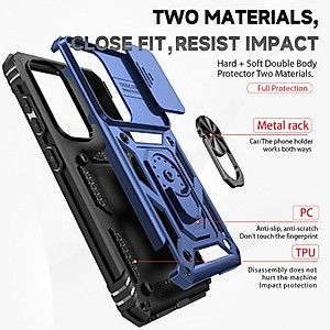 for Galaxy S23 Case,with Screen Protectors and Camera Cover,[Military Grade] 16ft.Drop Tested Cover with Magnetic Kickstand Protective Case for Samsung Galaxy S23 6.1 inch, Blue