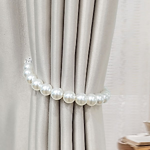 Qiiuuy Classics Pearl Magnetic Curtain Tiebacks, Pearl Ball Home Curtain Buckle, The Most Elegant Convenien Tie Backs.Pearl Curtain Buckle for Home, Office, Window Decoration