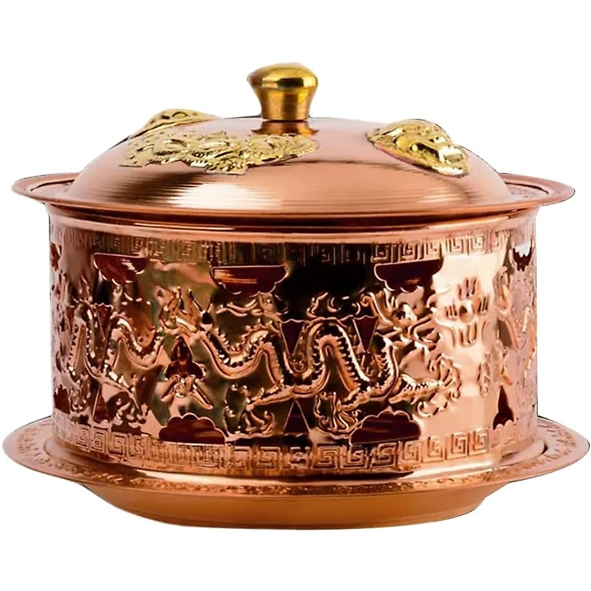 Chafing Dishes China Mongolian Multi-person Hot Pot, Pure Copper Concentrated Beijing Meat Hot Pot, Environmentally Friendly And Hygienic, Suitable For Family Dinner (Color : Brass, Size : 20cm)