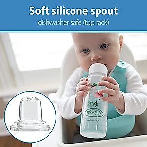 Dr. Brown’s® Milestones™ Narrow Sippy Bottle, 100% Silicone Soft Sippy Spout, 8oz/250mL, Flamingo & Bunny, 6m+