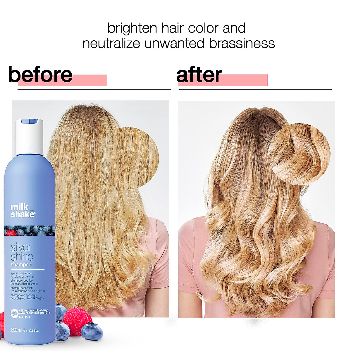 milk_shake Silver Shine Purple Shampoo for Blonde Hair - Blonde Shampoo for Brassy Hair 100% SLES-Free 1.7 Fl Oz