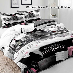 LUVIVIHOME 3PCS Sexy Black Girl Duvet Cover Queen Bedding Sets, Teen Girl Bedding, Black Woman African American Black Girl Comforter Bedspread Quilt Cover, Inspirational Gifts for Women 2 Pillow Shams