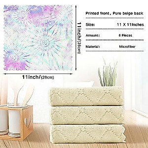 FRODOTGV Colourful Tie Dye Wheel Print Microfiber Cleaning Cloths Holiday Hawaiian Tea Towels Terry Dish Cloths for Kitchen Kitchen Hand Towels Cute