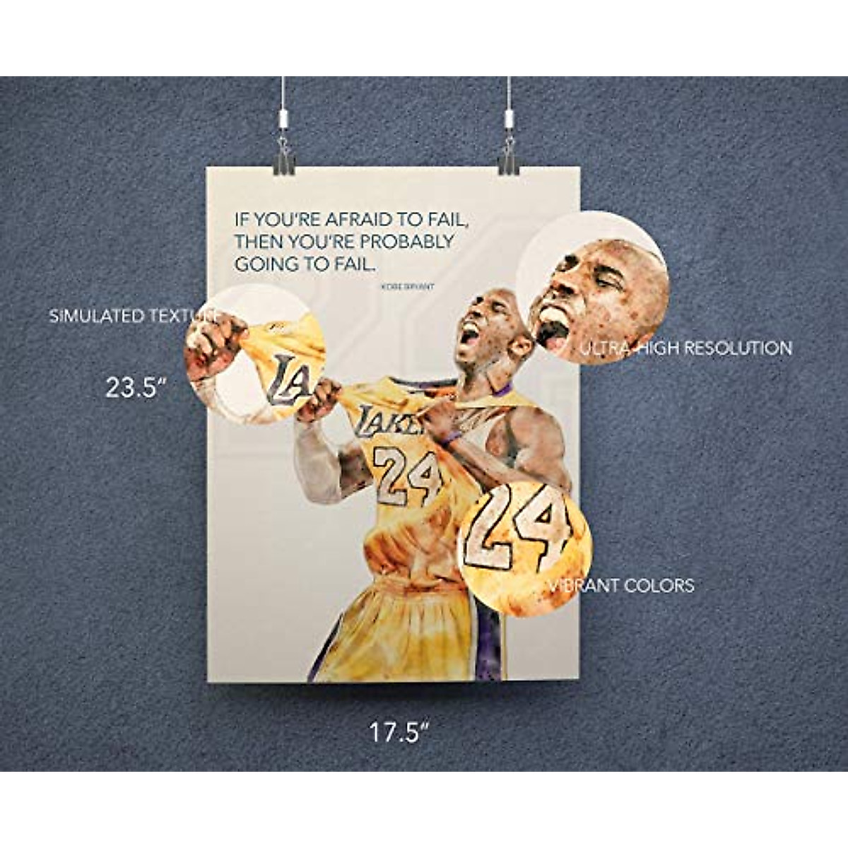 Premium 18" x 24" Poster - Inspirational Print for Offices, Rooms, Dorms, Homes; Great Gift For Basketball Fans Kids, and Adults (kbryant01)