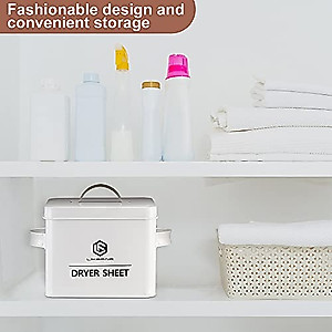 LF Likefair Modern Farmhouse Dryer Sheet Holder for Laundry Room Decor,Laundry Dispenser Container Holder with Lid for Space Saving Laundry Room Organization and Storage,White