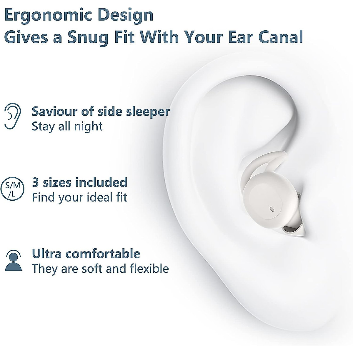 Bluetooth Sleep Earbuds, Noise Blocking Small Buds for Sleeping, Wireless Sleep Headphone Comfortable Fit, Invisible and Skin-Soft in-Ear Designed for Side Sleepers, Insomnia, Snoring, Work, Leisure