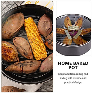 Toyvian Roaster Roasting Pan Cast Iron: Turkey Roaster Pan with Rack and Lid Baking Roasting Pan 1 Set 26CM