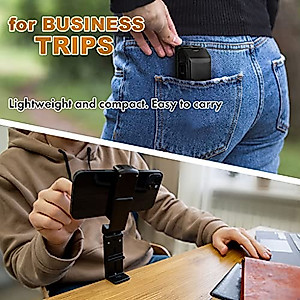 TESLYAR Universal in Flight Airplane Phone Holder Mount Handsfree Phone Holder for Desk Tray Travel Essential Accessory for Flying Multi Directional Dual 360 Degree Rotation Nightstand