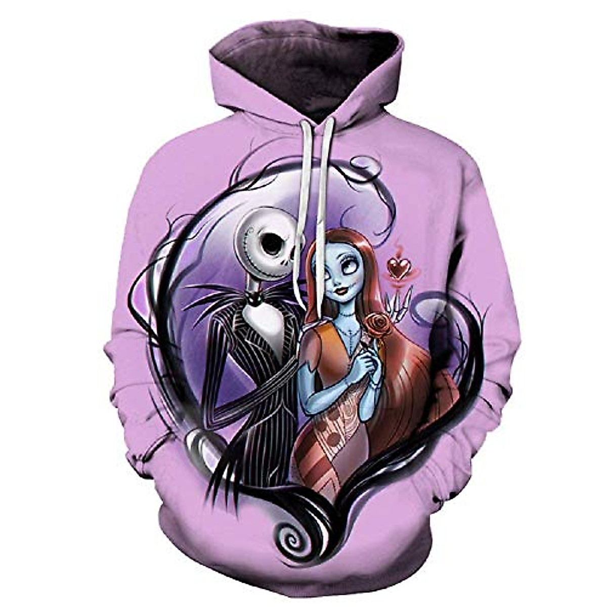 Adult Jack & Sally Skellington Hoodie Animation 3D Paint Pullover Christmas Sweatshirts XL
