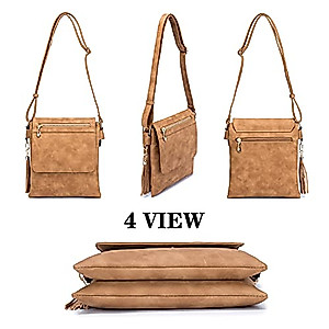 MUIIKOLA Roulens Crossbody Bags for Women, Lightweight Medium Double Compartment Flapover Fashion Shoulder Bag with Tassel
