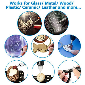 AxPower Electric Micro Engraver Pen Mini DIY Vibro Engraving Tool Kit for Glass Ceramic Plastic Wood Jewelry with Scriber Etcher 30 Bits and 6 Polishing Head and 16 Stencils