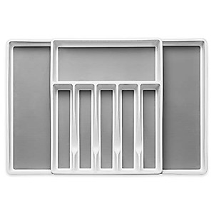 Expandable Cutlery Drawer Organizer, Flatware Drawer Tray for Silverware, Serving Utensils, Multi-Purpose Storage for Kitchen, Office, Bathroom Supplies