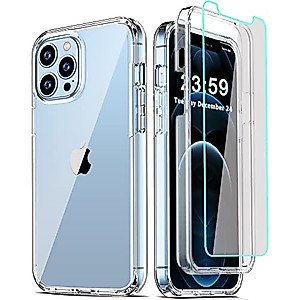 COOLQO Compatible for iPhone 12 Pro Max Case 6.7 Inch, and [2 x Tempered Glass Screen Protector] Clear 360 Full Body Coverage Silicone Protective 13 ft Shockproof Phone Cover