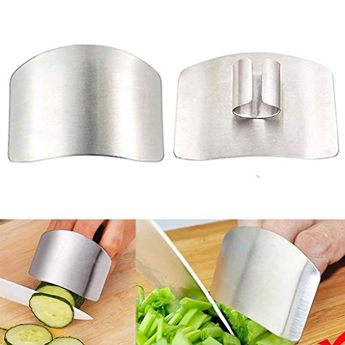 Zeltauto Finger Guard Slicing Cutting Protector 2.6 Inches Stainless Steel Finger Protector Cutting