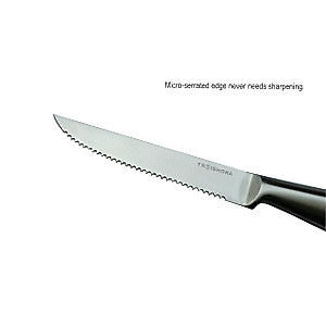 TROISHOKA Steak Knives, Razor-Sharp Steak Knives Set of 4, Stainless Steel Serrated Steak Knife, Silver Kitchen Steak Knife Set, Dishwasher Safe, Non-Stick and Rust Resistant Dinner Knives (4-PCS)
