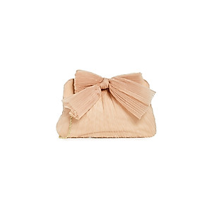 Loeffler Randall Women's Rayne Pleated Frame Clutch with Bow, Beauty, Pink, Tan, Small