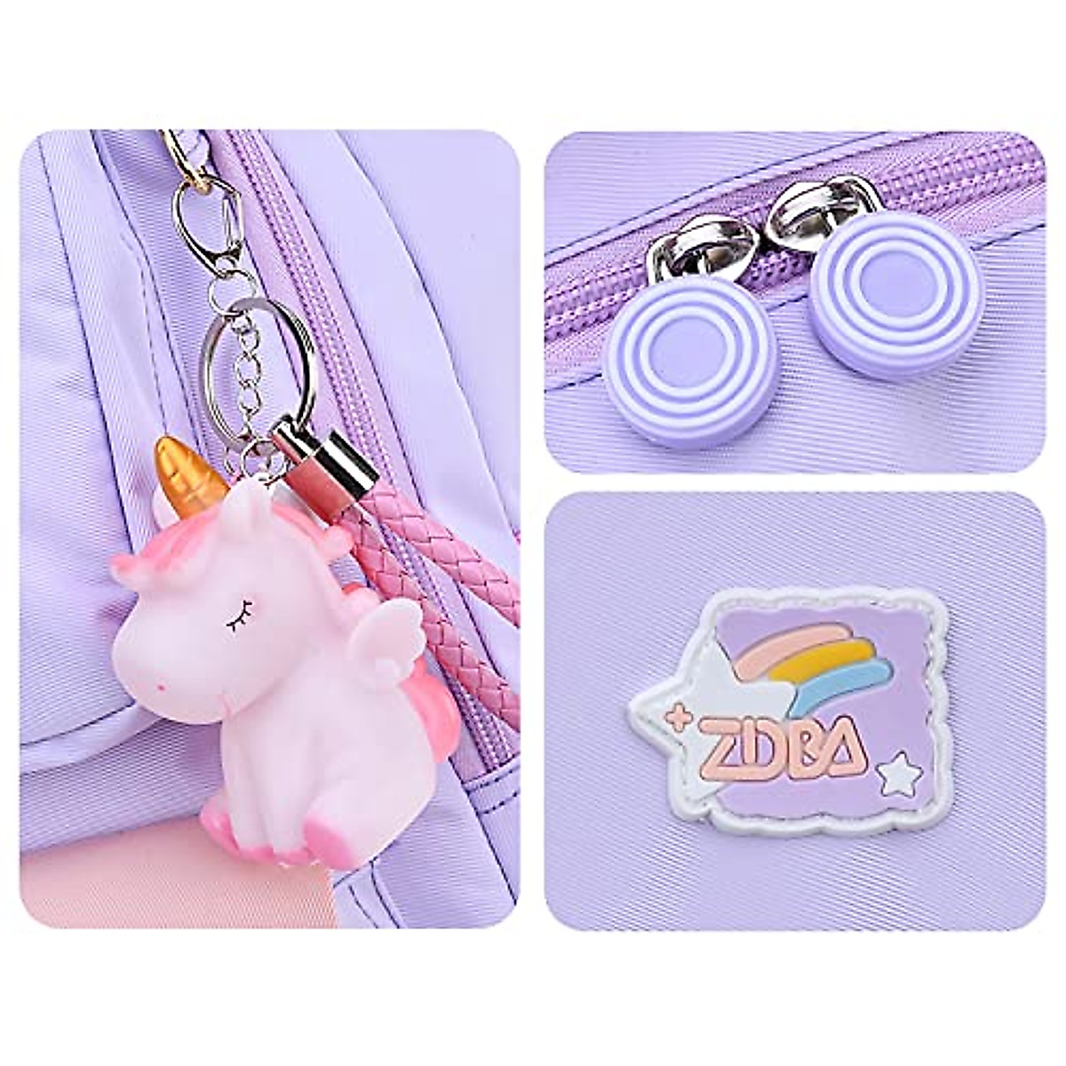 Pink Unicorn Backpack For Girls, Large Capacity Waterproof Bookbag Multifunction Casual Daypack Laptop Travel Bag For Teens