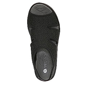 BZees Womens Daytona Slip-On Wedge Sandal Black Chevron 10 W